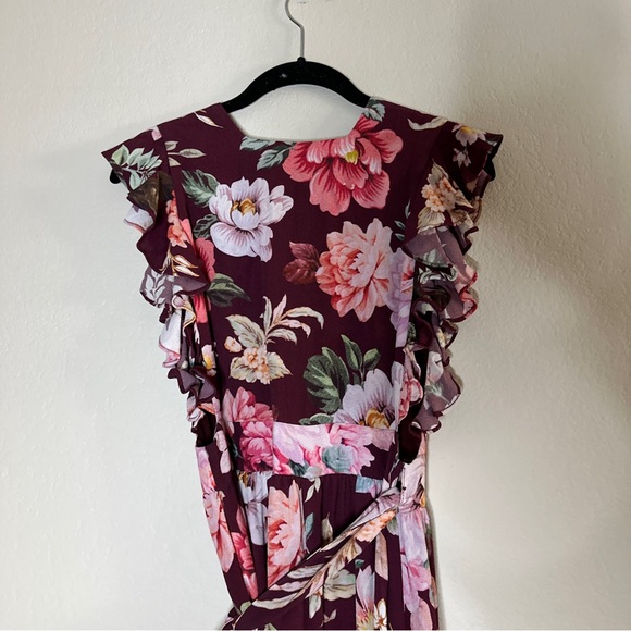 MAJORELLE | Dresses | Majorelle Maroon Red And Pink Sweet Pea Ruffled ...